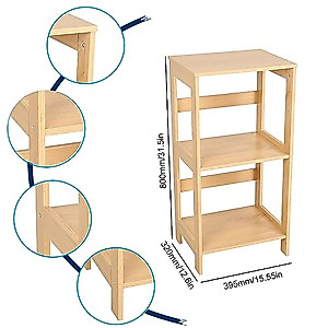 Bookcase Shelf 3 Tier, Small Bookshelf Organizer for Bedroom, Narrow End Table Side Table with Storage Shelves for Books Home Office, Chestnut