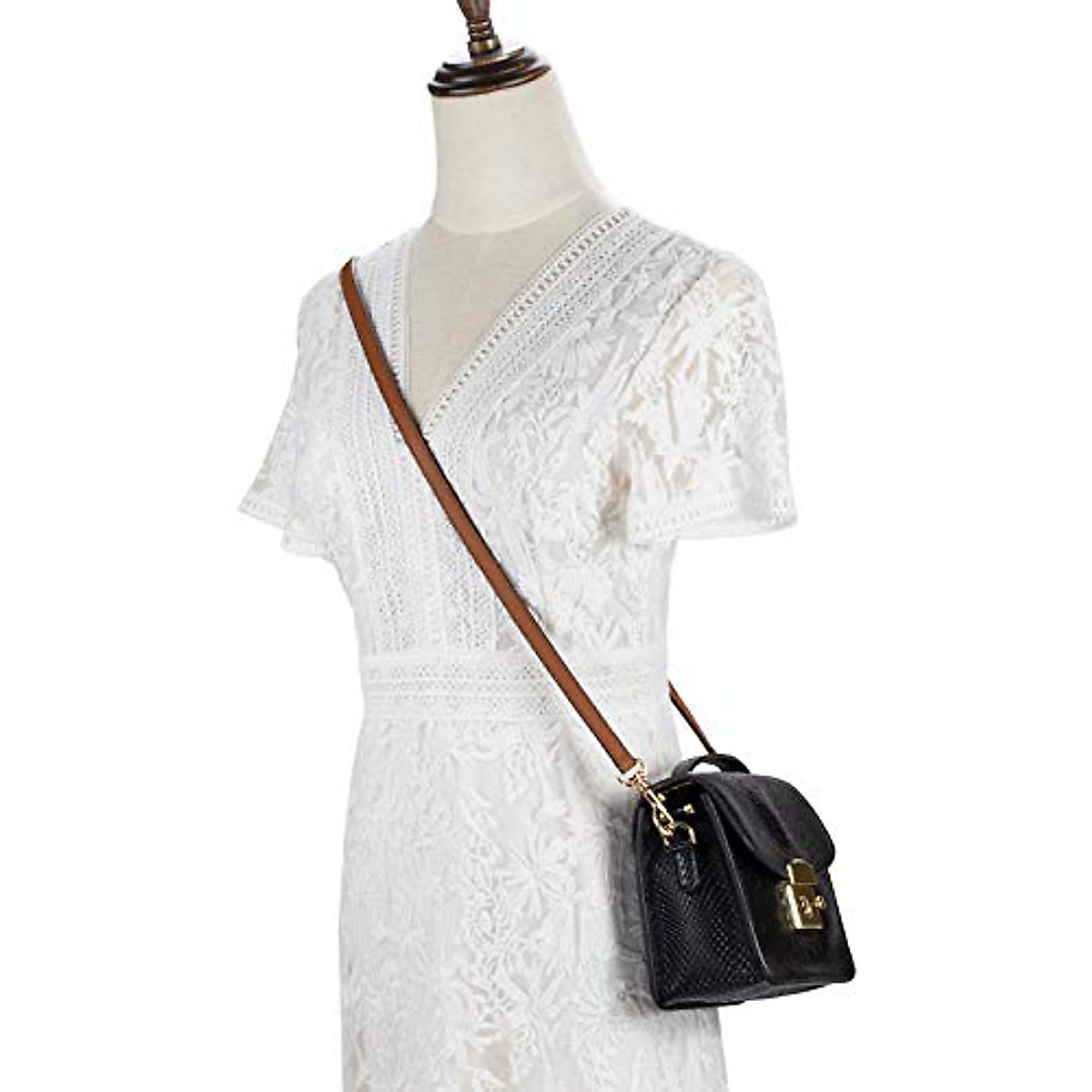 Allzedream Genuine Leather Purse Strap Adjustable Crossbody Handbag Replacement Straps 0.48 Inch Width (Brown)