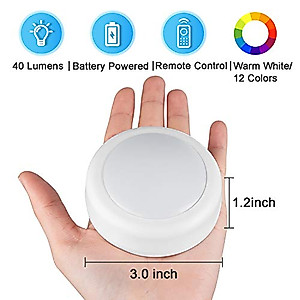 BLS LED Puck Lights with Remote Control, Wireless Under Cabinet Lighting, Battery Powered Lights, Stick on Lights, Color Changing Lights with Dimmer and Timer, AA Battery Operated Closet Light, 6 Pack
