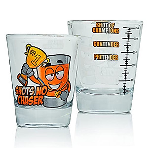 Shots No Chaser Stocking Stuffer Gag Gifts for Men Shot Glasses 6 Pack Unique Novelty Funny1.5 oz Shot Glass Set with Heavy Base, Measurements - Birthday Gifts For Men and Women