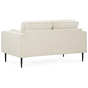 Signature Design by Ashley Hazela Contemporary Loveseat with 2 Bolster Pillows, Beige