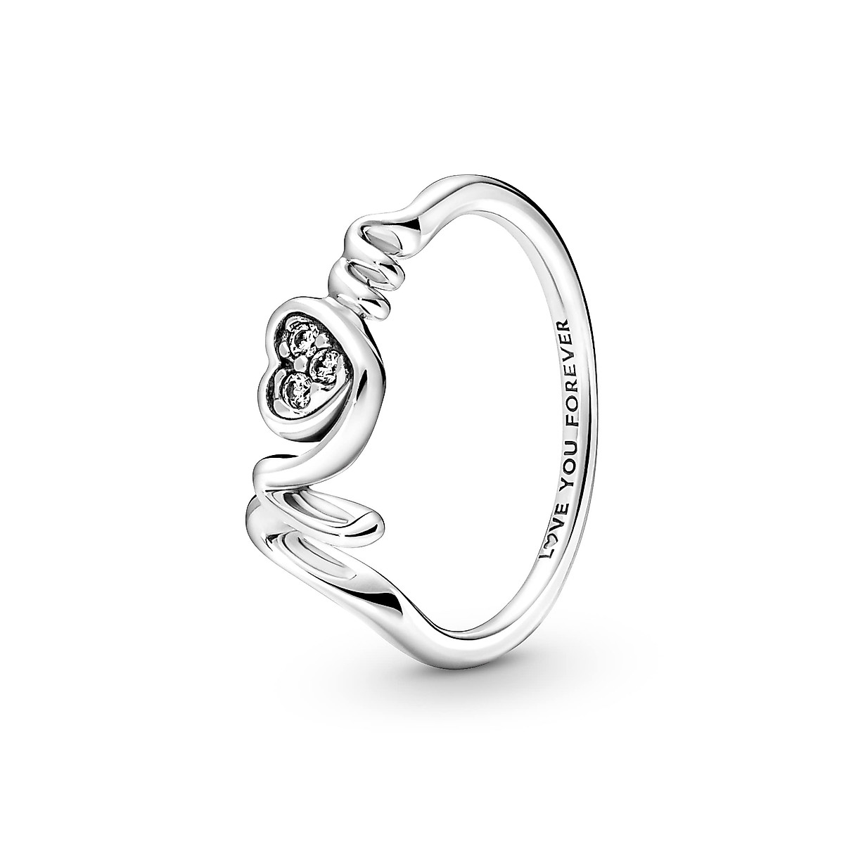 PANDORA Mom Pavé Heart Ring - Ring for Women - Gifts for Mom - Sterling Silver with Clear Cubic Zirconia - Size 7.5 - No Gift Box