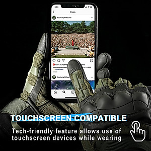 WTACTFUL Touch Screen Motorcycle Tactical Gloves for Men Airsoft Paintball Gear MTB Bike Cycling Cross-Country Motorbike ATV Hunting Hiking Riding Driving Work Outdoor Full Finger Gloves S Green