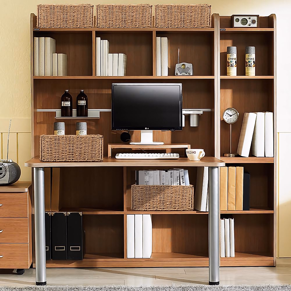 Toilet Paper Basket, Airsnigi 6 Pack Wicker Storage Basket Paper Rope Wicker Baskets with Handles, Small Wicker Storage Baskets for Organizing Shelves - Beige