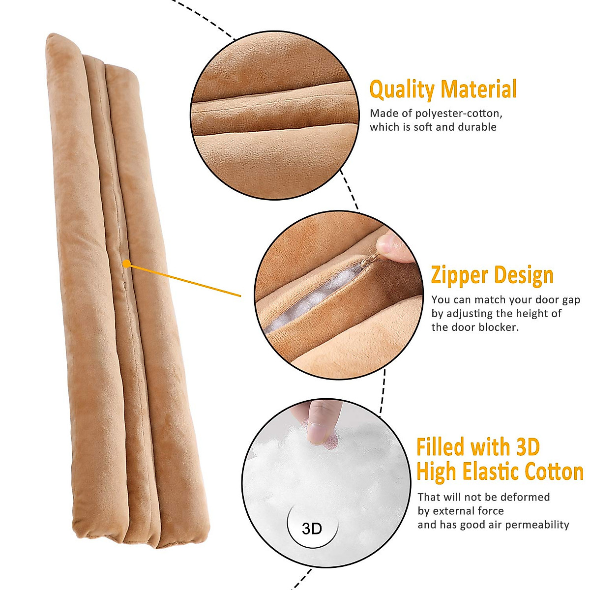 GNEGNI Improved Gap Height Adjustable Under Door Draft Stopper, 36 Inch Double Draft Blocker for Bottom of doors Noise Reduction Windproof