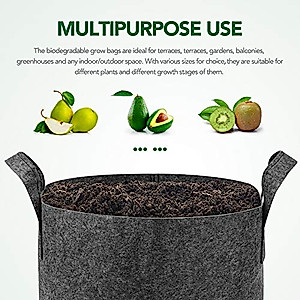 Delxo 12-Pack 15 Gallon Heavy Duty Aeration Fabric Pots Thickened Nonwoven Plant Grow Bags Grey