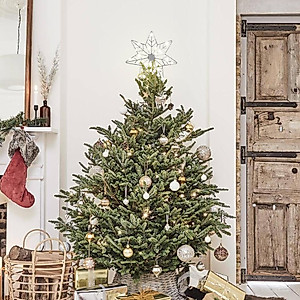 YEAHOME Christmas Tree Topper, Lighted Hollow 7-Point Star Tree Topper, Wire Star for Christmas Treetop with 20 LED Lights Xmas Tree Topper for Christmas Tree Ornament Decoration, Silver Glittered