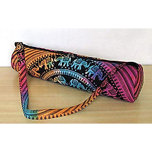 ICC Yoga Mat Bag for Women & Men,Travel Yoga Gym Bag for 1/4" 1/3" Thick Exercise Yoga Mat, Full-Zip Yoga Mat Carrier Bag for Class workout Park with Pockets and Adjustable Strap Multi Elephant