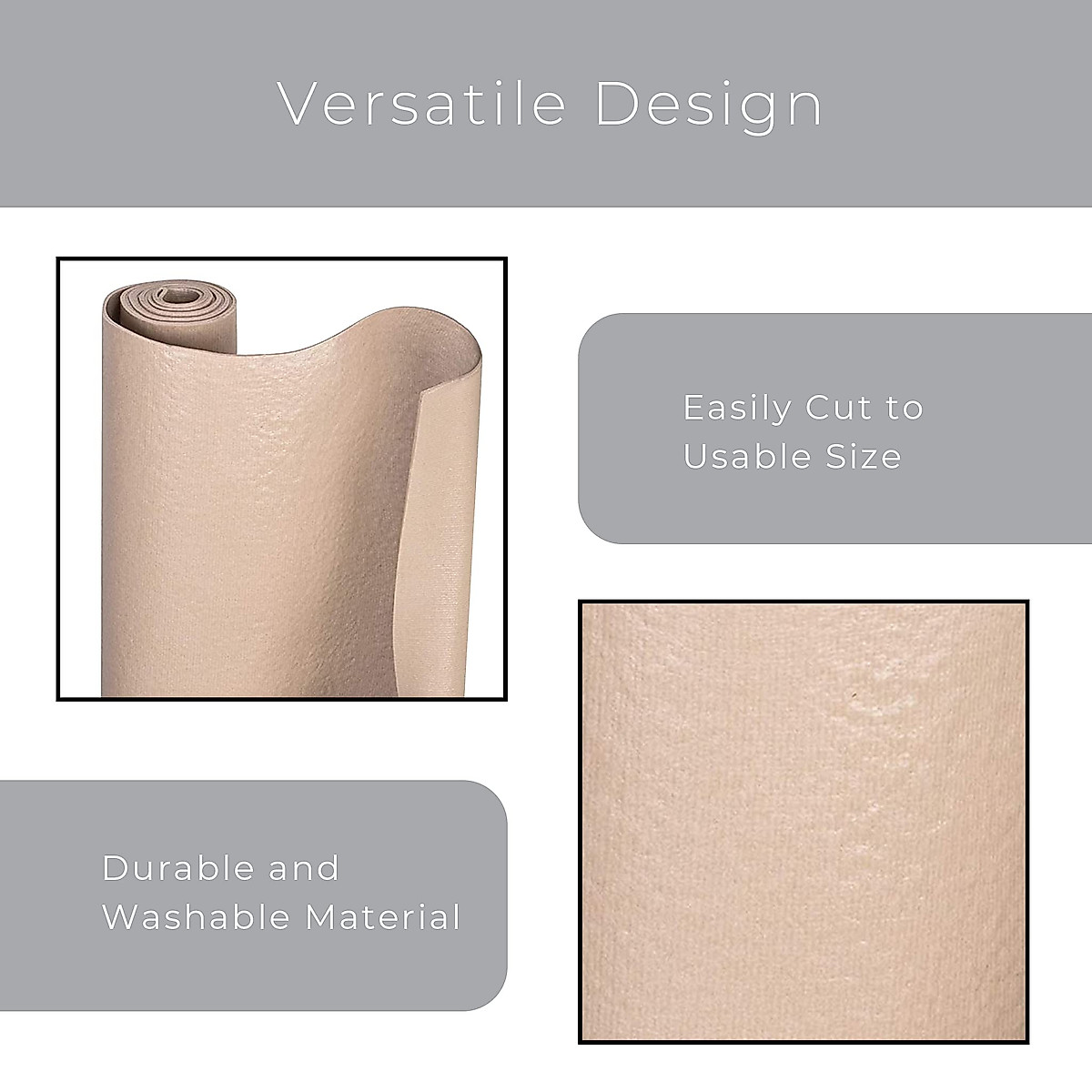 Smart Design Master Solid Grip Shelf Liner - 18 Inch x 24 Feet Total (Set of 6 Rolls) - Non Adhesive, Strong Grip Bottom, Easy Clean Kitchen Drawer, Cabinet, Cupboard Dresser Cover, Non Slip - Taupe