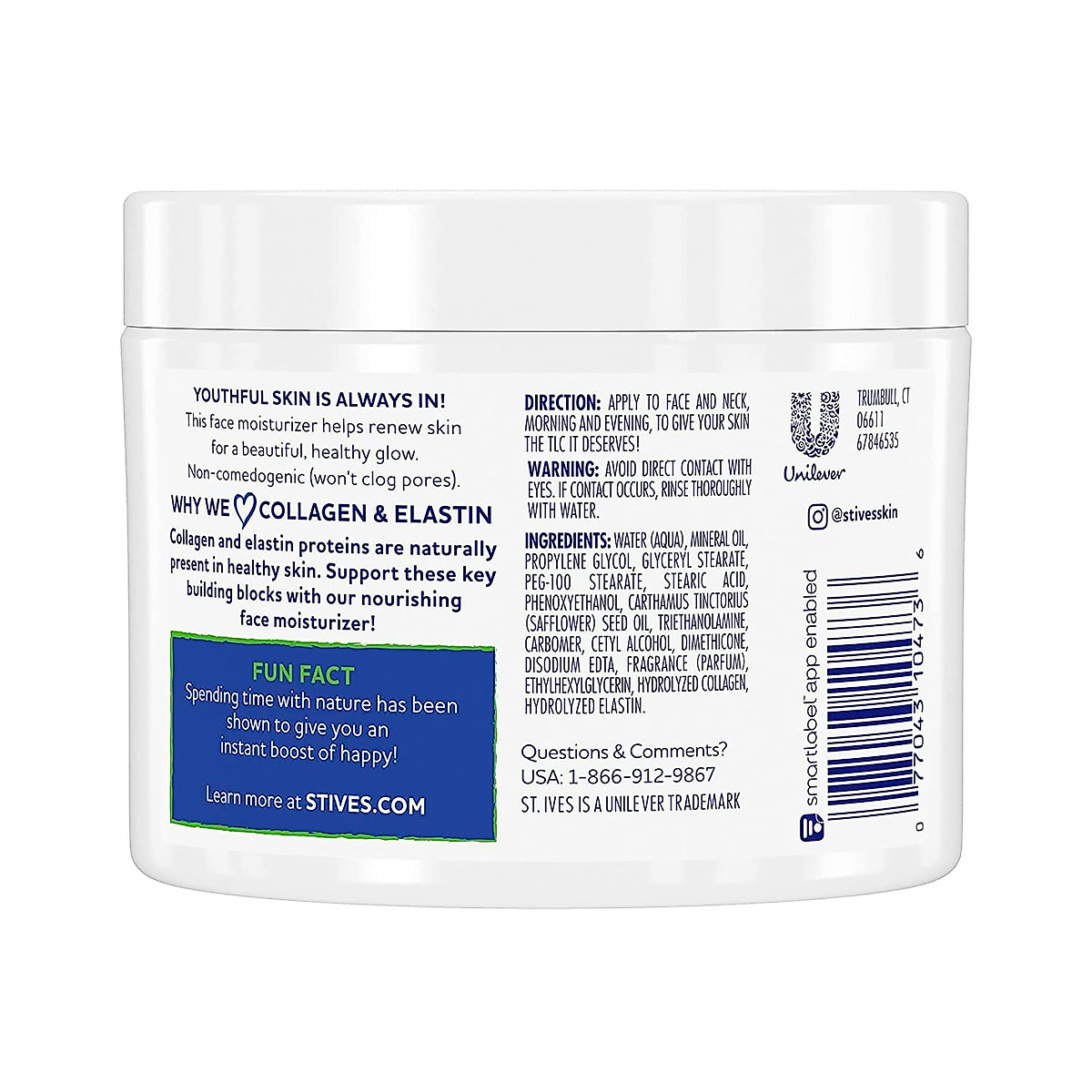 St. Ives Moisturizer Collagen and Elastin Facial Moisturizer Renewing Paraben Free, Dermatologist Tested, Cruelty Free 10 oz