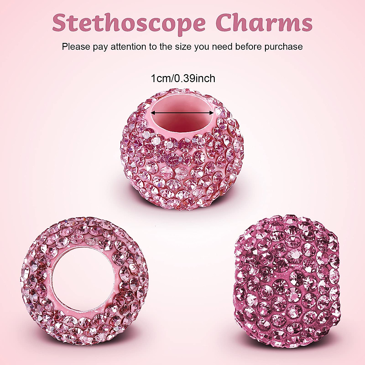 Hicarer 6 Pieces Bling Crystal Stethoscope Charms Nurse Accessories for Work Nurse Vet Crystal Stethoscope Decorations Multiple Colors, Purple, White, Gold, Pink, Black, Yellow