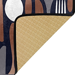 Aslsiy Kitchen Rug Cutlery Utensil Fork Knife Area Rug Spoon Floor Comfort Mats Welcome Mat for Bedroom Living Room Doormats Home Decor 39" X 20"