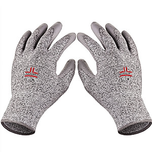 SAFEAT Safety Grip Work Gloves for Men and Women – Protective, Flexible, Cut Resistant, Comfortable PU Coated Palm. Complimentary Ebook Included. Size Medium 1 Pair