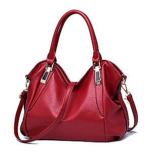 Hobo Handbags for Women Soft PU Leather Purses and Handbags Fashion Large Shoulder Bag Top Handle Tote Bags for Girls (Red)