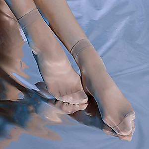 GLANCIA Sheer Nylon Socks for Women - 12 Pairs of 20 Den Ankle High Stockings in Black and Nude Dress Socks