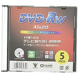 Yamazen QDRW-5C Curiom DVD-RW for Repeated TV Recording, Case of 5, 2X Speed, 4.7GB