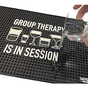 Group Therapy is In Session 17.7" x 11.8" Funny Bar Spill Mat Rail Countertop Accessory Home Pub Decor Slip Resistant Durable Thick Bar Covering for Craft Brewery Kitchen Cafe and Restaurant Accessory