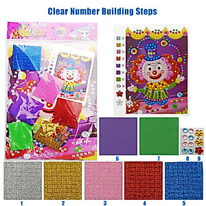 Mosaic Sticker Art Kits for Kids - Mosaic Sticker Art Sticky DIY Handmade Art Kits for Kids - Dinosaur, Horse, Peacock, Elephant, Tiger, Giraffe, Fish, Bee, Clown, Bus, Taxi, Submarine(12 Pack)