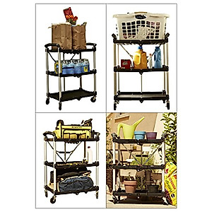 Olympia Tools 85-188 Pack-N-Roll Folding Collapsible Service Cart, Black, 50 Lb. Load Capacity per Shelf