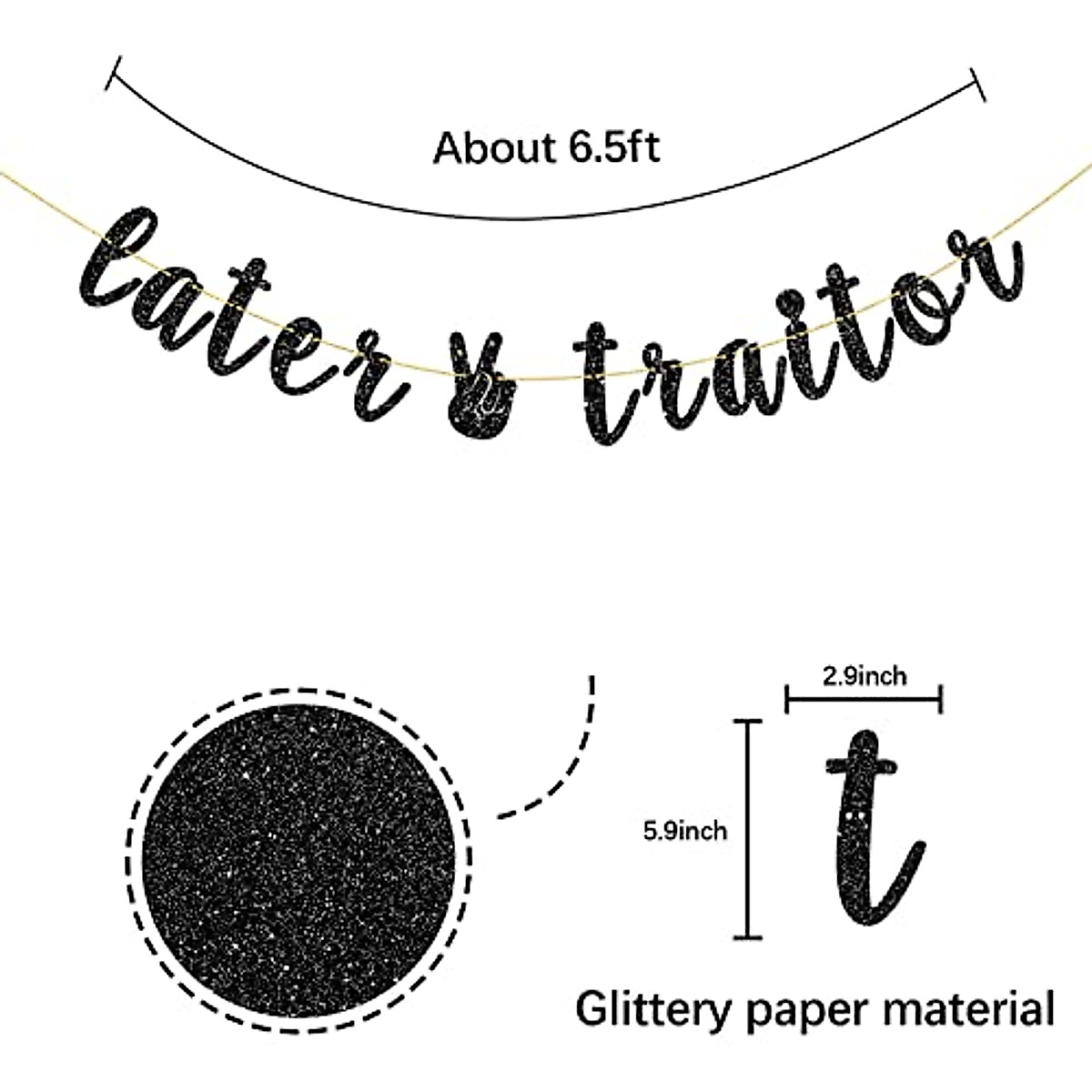 INNORU Later Traitor Banner, Farewell Party Decorations, Going Away, Break Up, Job Change, Retirement Party Decor Supplies, Black Glitter