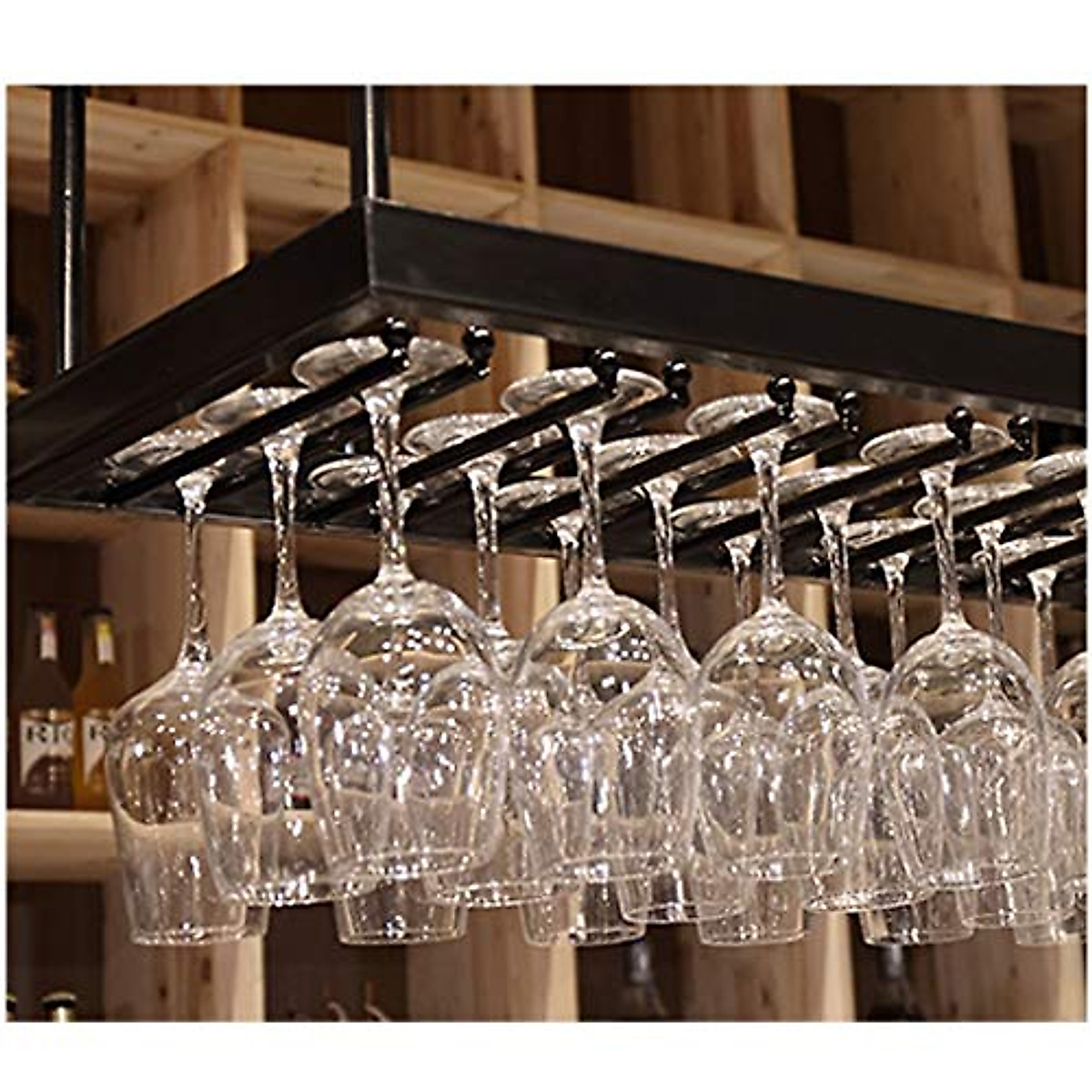 Stylish Simplicity Industrial Retro Stylish Simplicity Down Wine Rack Metal Creative Display Wine Glass Holder Household Goblet Holder Adjustable Height Restaurant Kitchen Bar Floating Wine Rack (Br