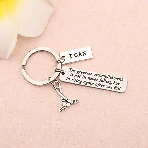 FUSTMW Hockey Gift Ice Hockey Charm Keychain Inspirational Hockey Team Gift Ice Hockey Players Gift for Hockey Moms & Coaches (silver)