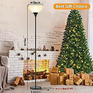 Coucrek Floor Lamp, LED Standing Lamps with White Plastic Shade, Black Modern Torchiere Floor Lamp, Tall Lamps for Living Room Dorm Bedroom Office, Rotary Switch, E26 Base, Bulb not Included