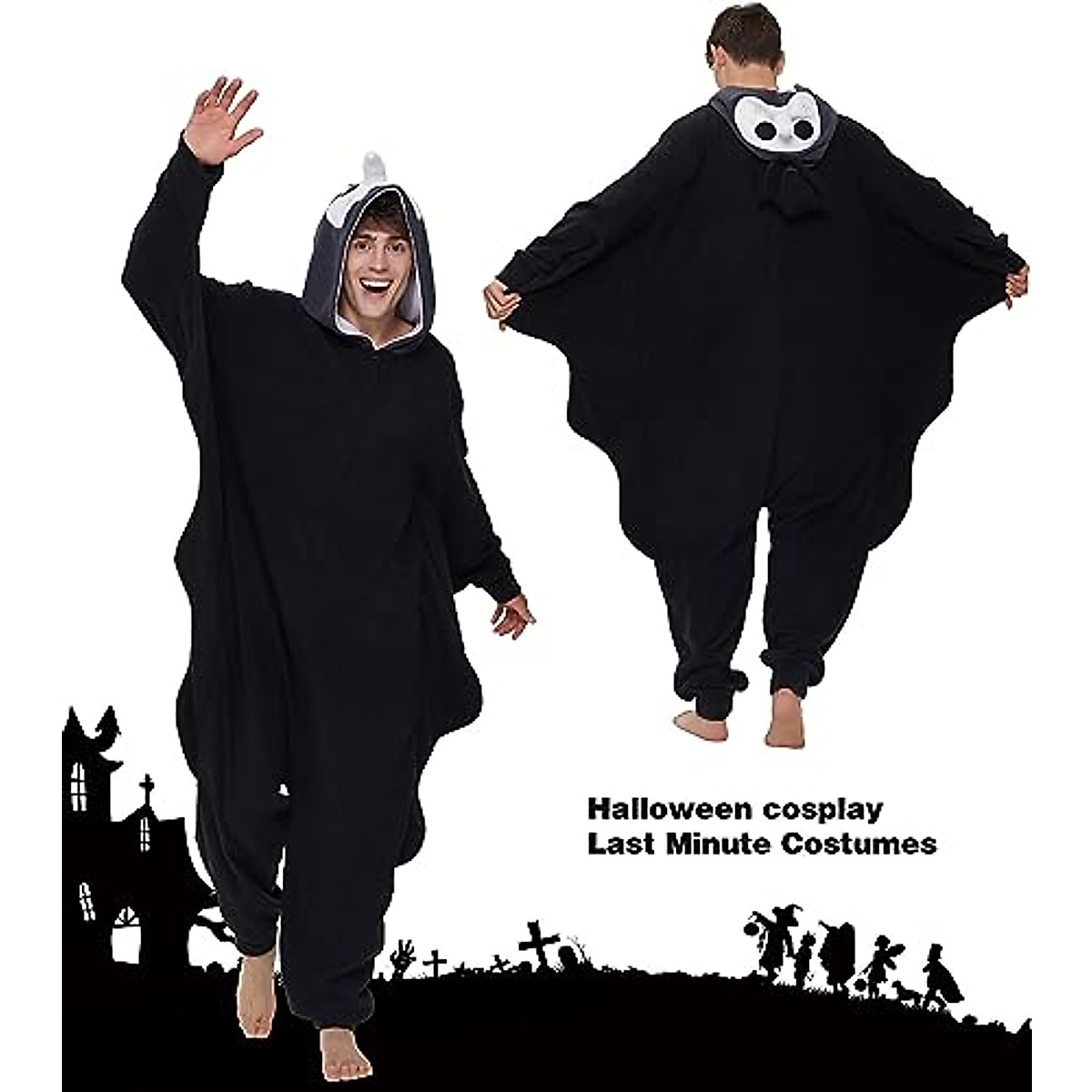 Dodheah Plague Doctor Onesie Costume Black Steampunk Jumpsuit Cartoon Pajamas Cosplay One-piece Halloween Dress Up Outift for Adult Grey M