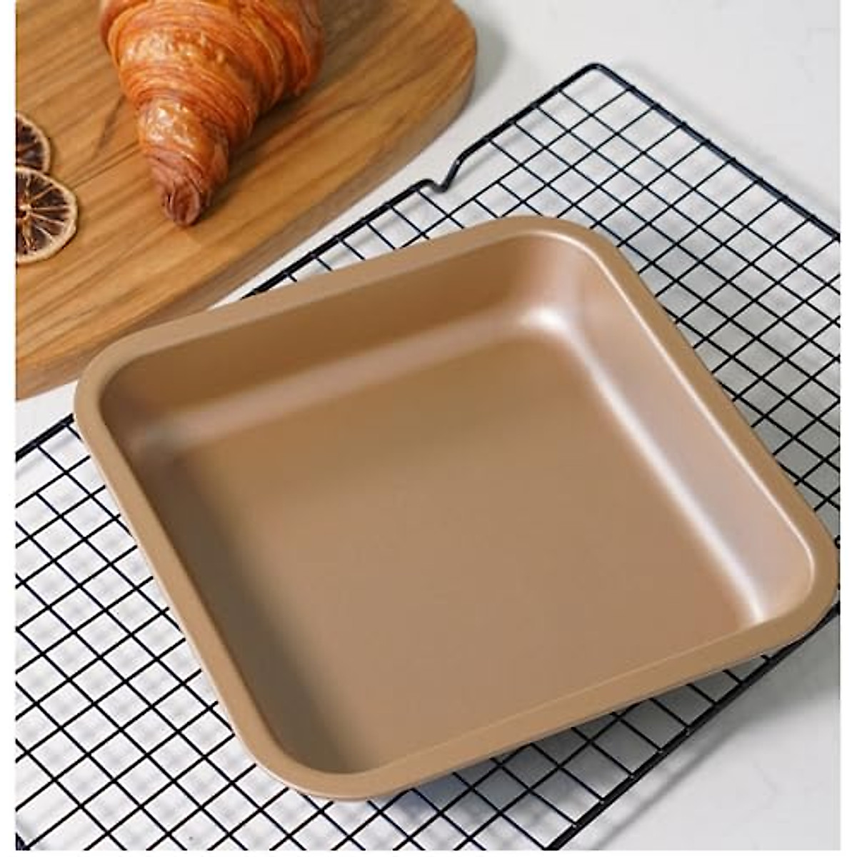 Dhjrefhhd 1Pcs Square Baking Pan Non-stick Coating Cake Baking Pan For Bread Chicken Wings Meats Cookies Cake Molds Baking Tray Golden