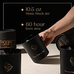 Healing Aromatherapy Crystal Candle| Amethyst and Clear Quartz| Lavender Essential Oil| Wood Wick| Black Soy Wax| Large 10.5 Oz Jar| for Manifestation, Stress Relief, and Magic| Luxury Gift Box|