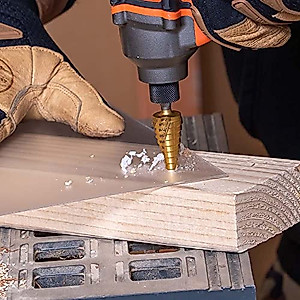 Klein Tools 25962 Step Drill Bit, 3/16 to 7/8-Inch, Spiral Double-Fluted, Cuts Thin Metal, Plastic, Aluminum, Wood, 1/4-Inch Hex Shank, VACO