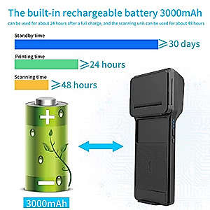 58mm POS Thermal Receipt Printer,Bluetooth Handheld POS Machine Terminal Printer Mobile POS Portable Back Clip Receipt Printer with Barcode Scanning Function Support SPP Protocol