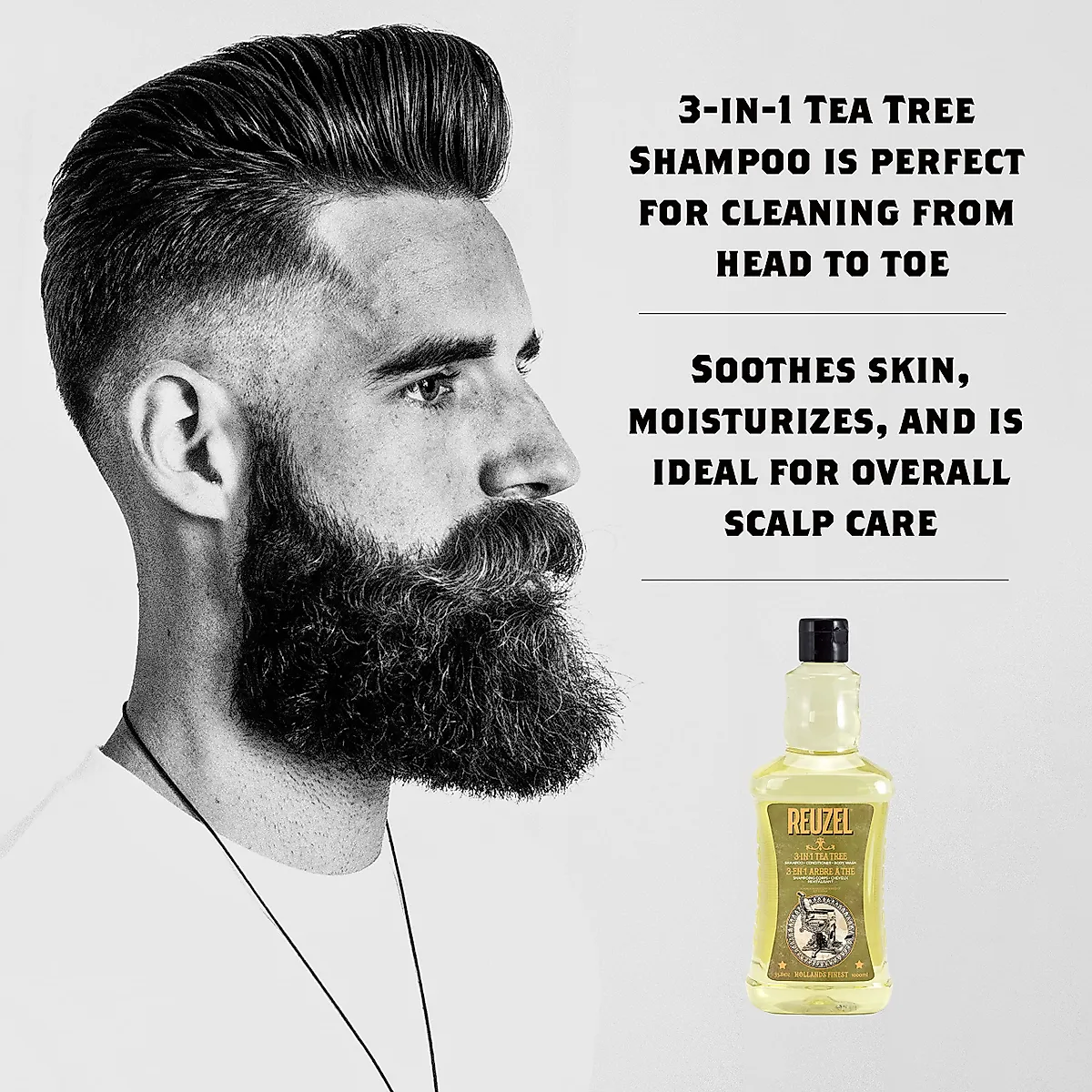 Reuzel 3-In-1 Tea Tree Shampoo, Cleanses Hair and Body, 33.81 oz