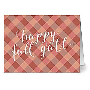 Note Card Cafe Autumn Cards with Kraft Envelopes | 72 Pack | It's Fall Y'all Designs | Blank Inside, Glossy Finish | Holiday, Winter, Christmas