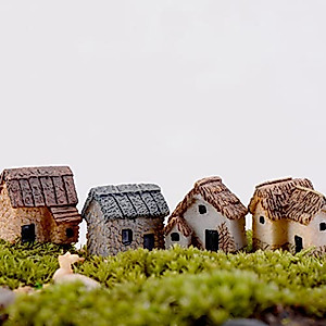 Angoily 12 Pcs Fairy Gardens Stone House Mini Fairy Cottage House Miniature Garden Stone House Ornaments for Micro Landscape Decoration(0.79" D x 0.79" W x 0.59" H)