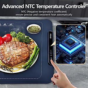 Electric Warming Tray with Adjustable Temperature, Foldable Portable Silicone Food Warmer Plate & Mat, Smart Heating Tray with Nano Coating with 3 Temp Modes & Fast Heat, for Home Gatherings,Holiday