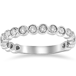 P3 POMPEII3 1/2ct Bezel Stackable Diamond Ring 14K White Gold - Size 7