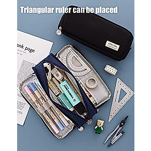 EHOPE Large Capacity Pencil Case Big Capacity Pouch Portable Large Storage Pen Case Pencil Bag for Office Travel Holder Box (Balck)