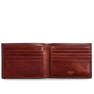 Bosca Men's Wallet, Old Leather 8-Pocket RFID Wallet for Men, Dark Brown