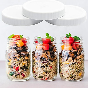 Hufopik 3 Pcs | 110/400 Plastic Replacement Lids | 110mm Caps w/Leak Proof Liner | For Large Glass or Plastic Wide Mouth Jar， Food-Grade Storage Caps for Canning Jars