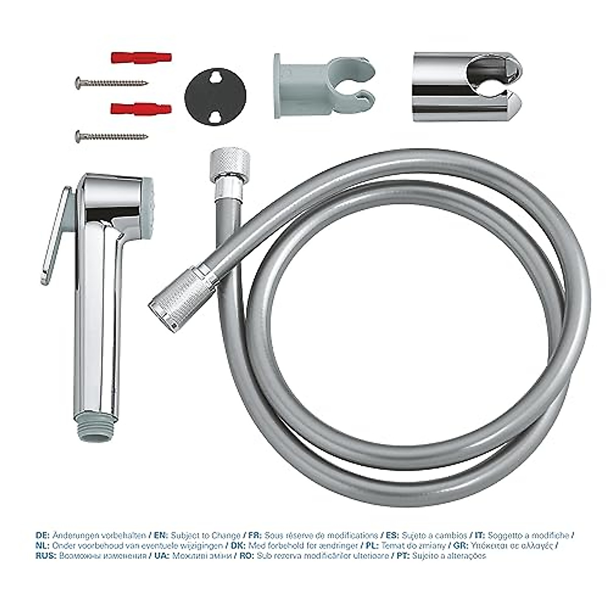 GROHE Vitalio Trigger Spray 30 - Wall Holder Set with Trigger Control Hand Shower (Hand Shower 36mm, TwistFree Shower Hose 1.25m, Wall Shower Holder 40mm), High Pressure Min. 1.0 Bar, Chrome, 26175001