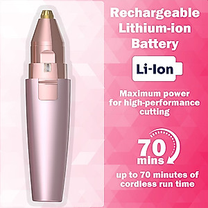 Eyebrow Razor & Facial Hair Removal for Women (2 in 1, USB Rechargeable), 100% Painless Hair Removal, Eyebrow Trimmer and Hair Remover Kit with Light for Eyebrow, Face Peach Fuzz, Lips, Body (Pink)