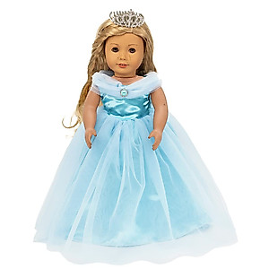 HWD Girls Doll Clothes and Accessories, Princess Costume, Wedding Dress, Party Gown Dress Fit 18 inch American Girl Dolls (Blue2)