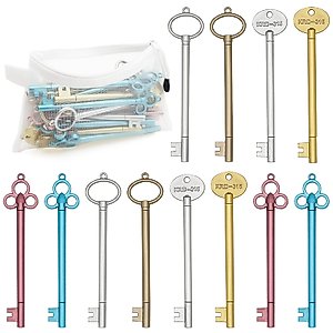 30 Pieces Cute Key Shape Pen Vintage Key Gel Ink Pens Mini Fancy Novelty Pens Retro Black Fine Ballpoint Point Pen with Mesh Pencil Bag Zipper Pouch for Office Stationary School Party Supplies