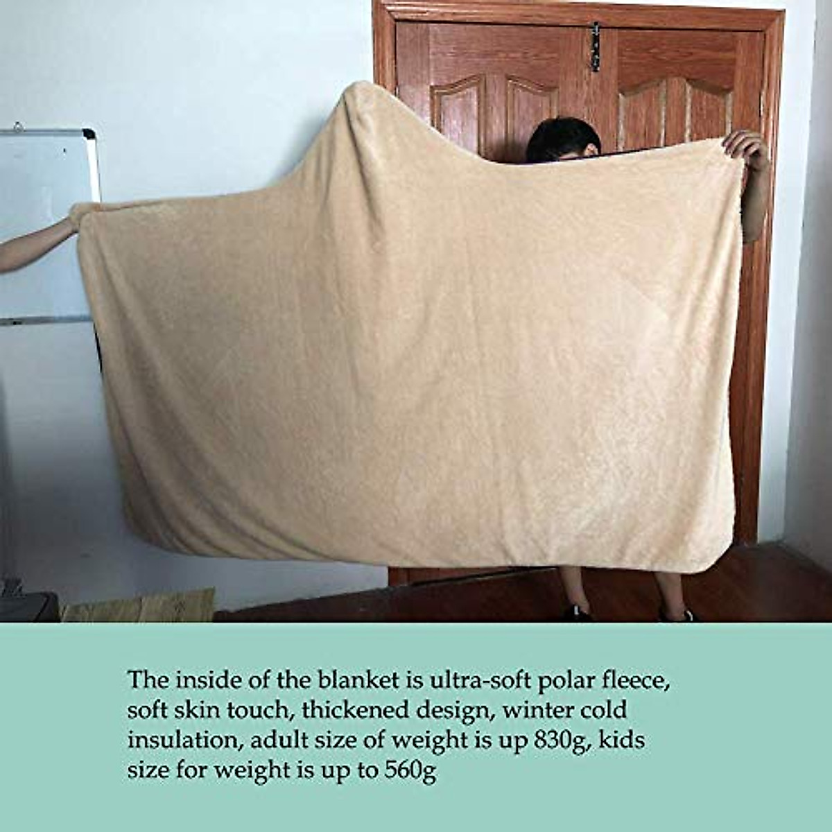 Kugin Soft Hoodie Blanket Adult Men Women, Wearable Hooded Animal Blankets, Mystical Wolf Pattern, Soft Cozy Fleece Blanket 59"x79 (Blanket 11,1500x1300mm)