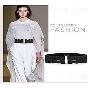 NociHah Vintage Stretch Belt for Women - Retro Elastic Wide Belts for Big Wais Ladies Dresses