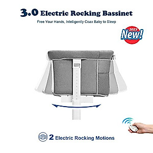 VaVaSoo Rocking Bassinet for Baby Automatic Bedside Sleeper Electric Smart Bedside Crib with Wheels, 3 in 1 Co Sleeper for Newborn/Infant 10 Heights Adjustable, Light Grey