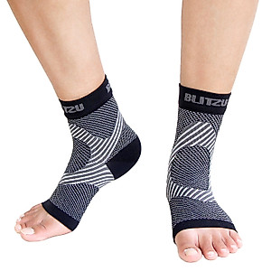 Foot & Ankle Brace Socks - Plantar Fasciitis Relief Neuropathy Socks, Arch Support for Women & Men, Ankle Compression Sleeve for Heel Spurs, Tendonitis, Ankle Wrap for Sprained Ankle Black S-M