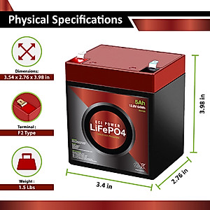 ECI Power 8 Pack 12V 5Ah Lithium LiFePO4 Deep Cycle Rechargeable Battery | 2000-5000 Life Cycles & 10-Year Lifetime | Built-in BMS