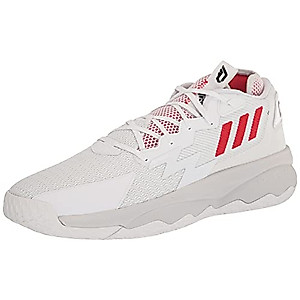 adidas Unisex Dame 8 Basketball Shoe, White/Vivid Red/Core Black, 9 US Men